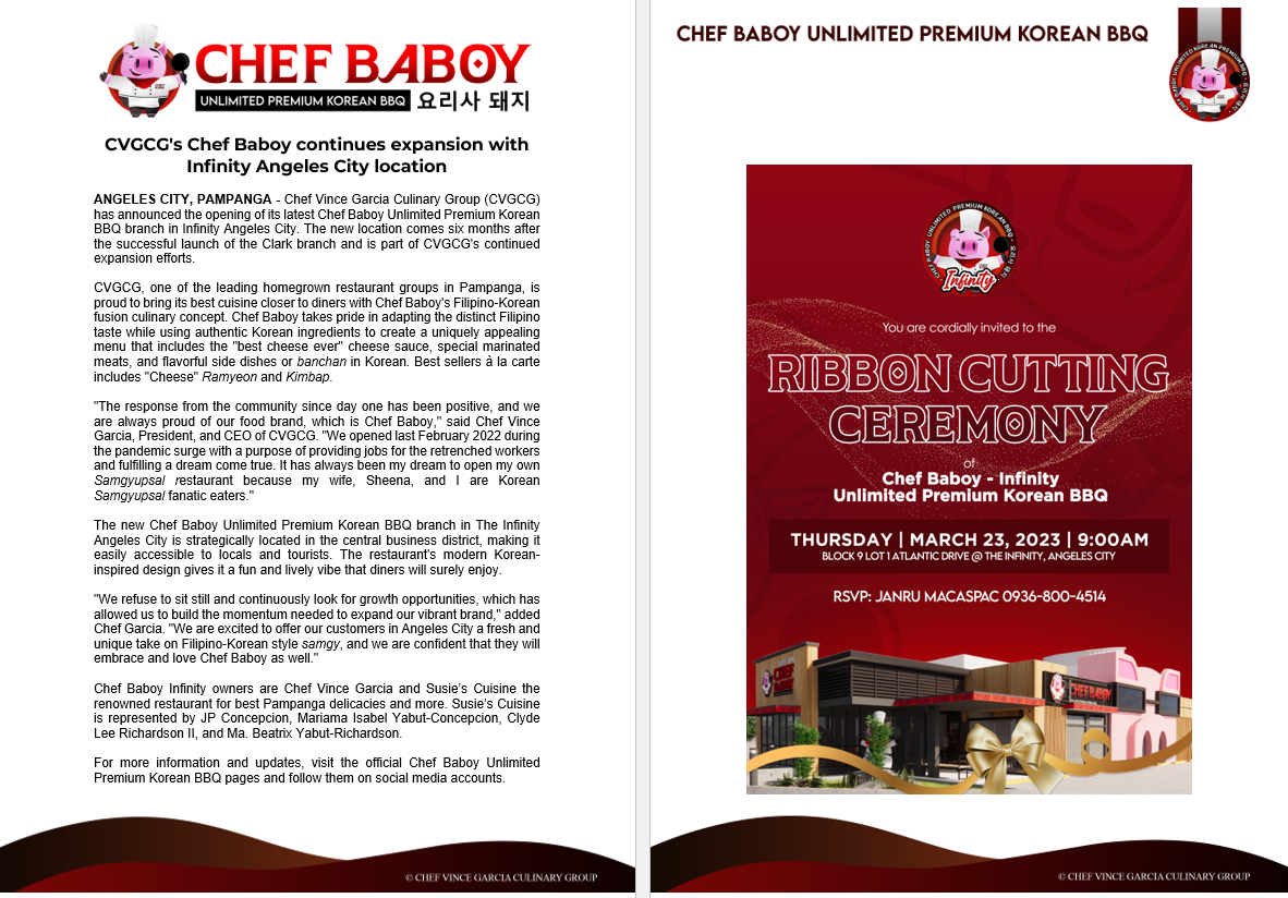 CVGCG's Chef Baboy continues expansion with Infinity Angeles City ...