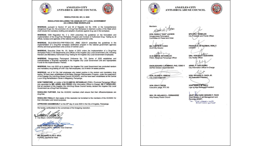 ANGELES CITY HALL OFFICIALLY DECLARED A DRUG-FREE WORKPLACE , Punto ...