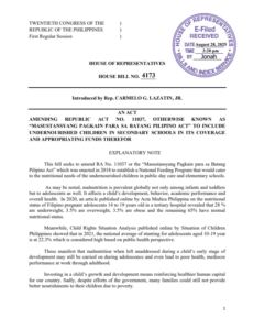 Cong Pogi wants public secondary schools included in DepEd feeding ...